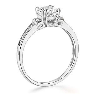 14k White Gold SOLID Wedding Engagement Ring - Size 6