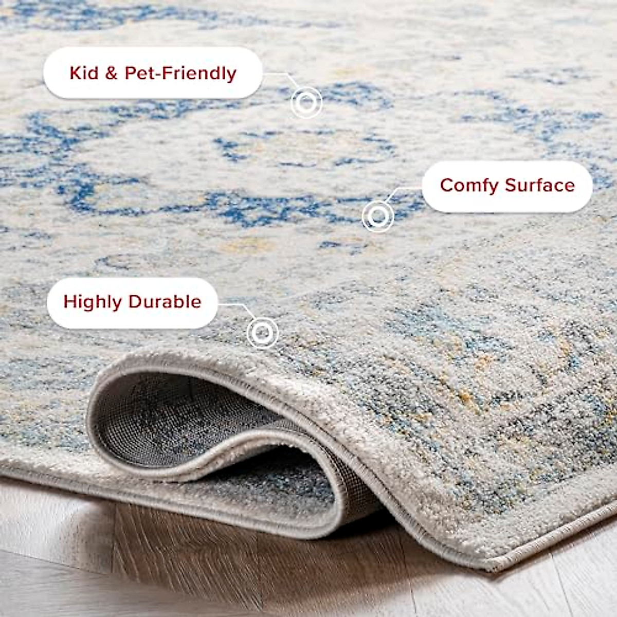 nuLOOM Paisley Verona Vintage Persian Area Rug, 6' 7" x 9' Oval, Blue