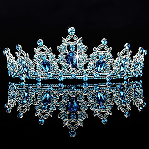 Tiaras for Women, Didder Blue Crystal Tiara Crowns for Women, Silver Crown Tiaras for Girls Princess Crown Wedding Tiaras and Crowns for Women Brides Birthday Party Christmas Prom