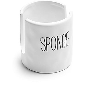 Bellemain Farmhouse Decor Sponge Holder for Kitchen Sink Counter-Holds Sponges, Ceramic Stoneware Kitchen Decor Compatible with Rae Dunn
