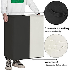 WOWLIVE Double Laundry Baseket with Lid and Removable Laundry Bags,154L Large Laundry Hamper 2 Section Collapsible Dirty Clothes Hamper for Laundry Room,College Dorm,Bathroom,Black and Beige