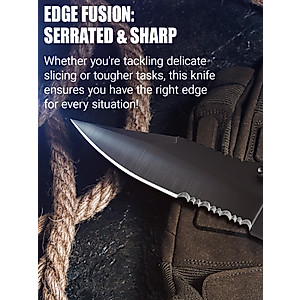 Tactical Legal Knife for Men Women - 2.68 Inch Serrated Blade Small Black Pocket Knife with Glass Breaker Seatbelt Cutter - Cool Folding Knives for Camping Work EDC - Mens Birthday Gift Ideas 6655 B