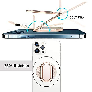 Vesmatity Cell Phone Ring Holder Finger Kickstand 360° Foldable Swivel Phone Stand Metal Back Ring Grip Foldable Ring Stand for Magnetic Car Mount iPhone and All Smart Phones(Rose Gold)
