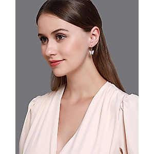 Small Gold Hoop Butterfly Earrings, DORAFO 6 Pairs Colorful Gold Huggie Hoop Dangle Earrings, Cute Dangling Acrylic Butterfly Earrings Set for Women - Mix Colors