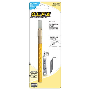 OLFA Graphic Art Knife Set (AK-1/5B) - Precision Hobby Craft Knife Kit (1 Knife & 5 Blades) w/Safety Cap for Art, Crafts, Scrapbooking, Stencil, Replacement Blades: OLFA KB Art Blades