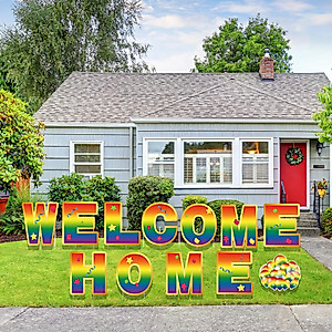 Welcome Home Yard Sign with Stakes – Outdoor Welcome Home Decorations Suitable for Family Party Supplies – Set of 12