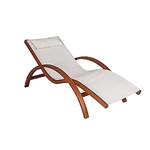 Island Umbrella NU6901 Island Retreat Bentwood Breeze Luxury Lounger with Wood Frame, Champagne