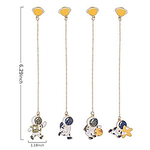 4 Pcs Metal Bookmark with Pendant Tassel Students Astronaut Brass Book Marks Girls Gift for Kids Children Teachers Girlfriend Book Lovers Lady (Astronaut)