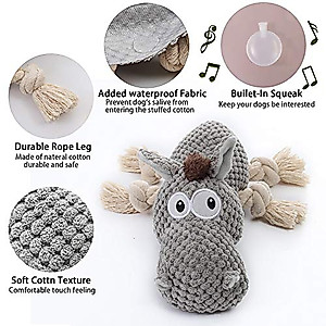 Sedioso Dog Toys, Dog Plush Toy for Large Breed, Cute Squeaky Dog Toys with Crinkle Paper, Dog Chew Toys for Puppy, Small, Middle, Big Dogs (Donkey(Grey))