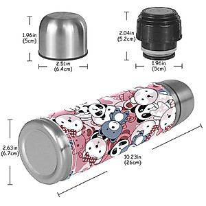 Stainless Steel Leather Vacuum Insulated Mug Bear Thermos Water Bottle for Hot and Cold Drinks Kids Adults 16 Oz