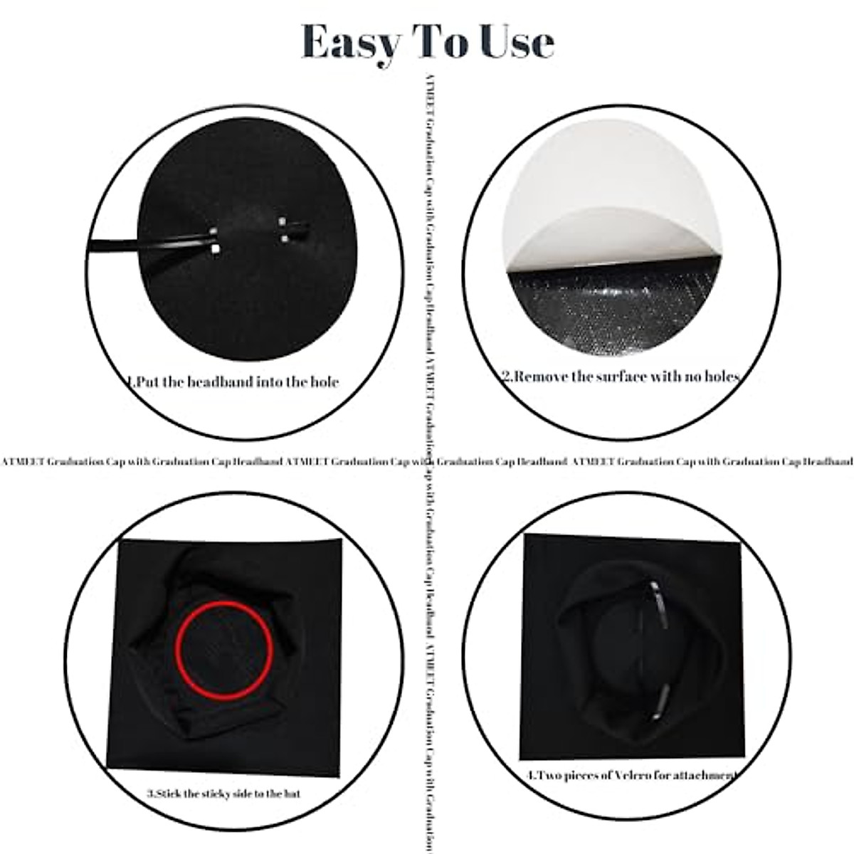 ATMEET Graduation Cap and Graduation Cap Headband with 2024 Tassel for High School & Bachelor Secures Your Grad Cap Insert