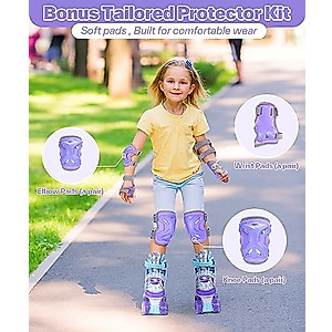 Sportneer Kids Roller Skates, 4 Adjustable Light up Roller Skates for Girls Boys Kids Toddlers Beginners, Kids Skates with Protective Gear Set Gift for Indoor & Outdoor Use