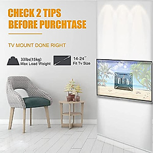 ASMXQY Monitor Wall Mount for Most 14-24" TVs, Universal Camper Small TV Wall Mount Bracket Fixed RV TV Mount Max Load 33lbs VESA up to 100x100mm 17 19 22 23 inch Low Profile Computer Monitor Mounts