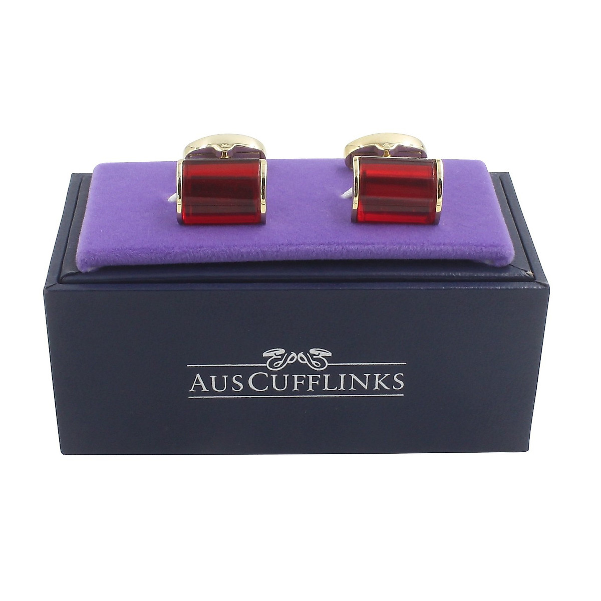 AUSCUFFLINKS 40th Anniversary Ruby Wedding Gift Husband | Cufflinks Gold Edge Red Cuff Links