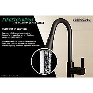 Kingston Brass LS8720CTL Continental Single-Handle Pull-Down Kitchen Faucet, Matte Black