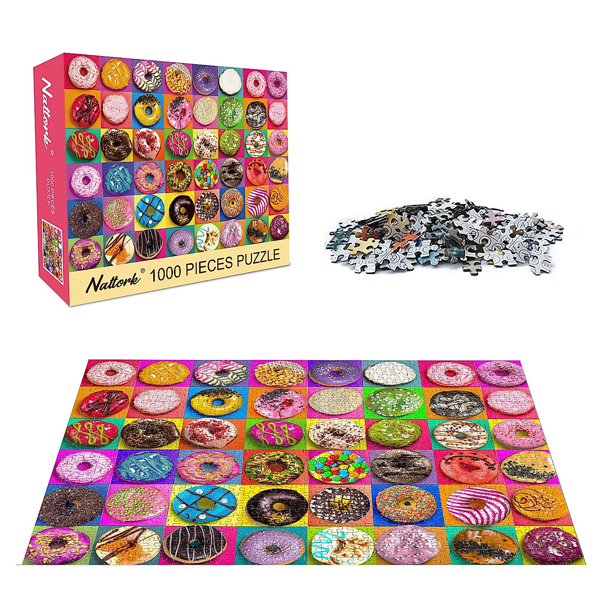 Jigsaw Puzzles 1000 Pieces for Adults, Families (Donuts) Pieces Fit Together Perfectly