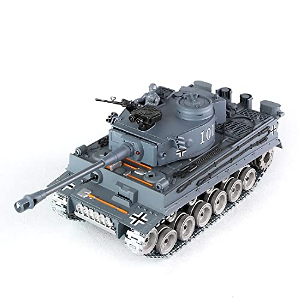 HENAA RC Tank Model, 1/18 2.4Ghz RC German Tiger Infrared Remote Control Main Battle Tank, Military Vehicle Model Alloy Crawler