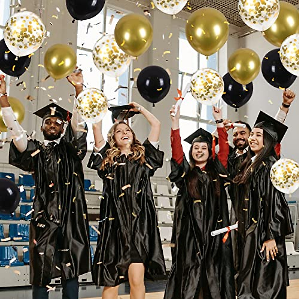 CANREVEL 120pcs Black and Gold Balloons Confetti Metallic Black Gold Latex Balloons Garland kit for Birthday Graduation Wedding Anniversaries Bachelorette Party Decorations