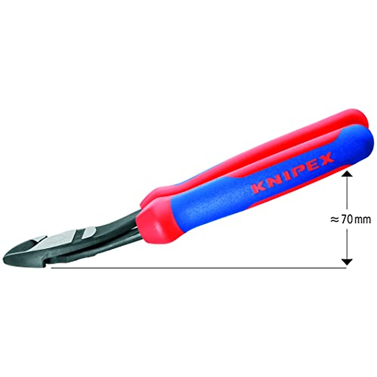 KNIPEX 74 22 200 Comfort Grip High Leverage Angled Diagonal Cutter, 8-Inch, Angled, Comfort Grip
