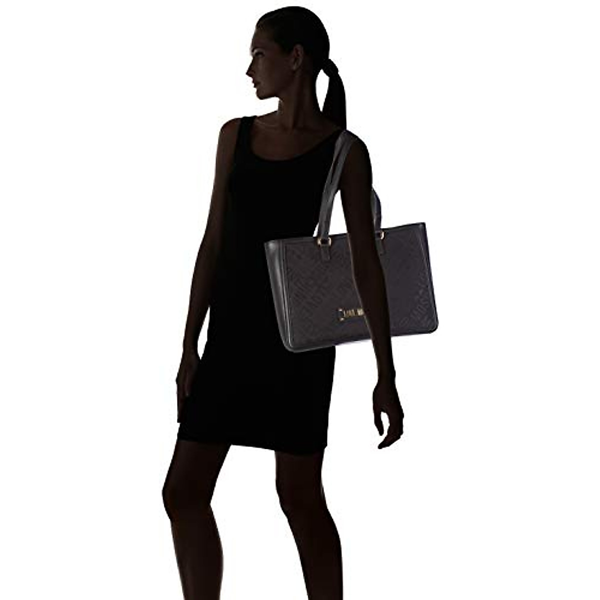 Love Moschino Women's Logo Print Black Tote Handbag