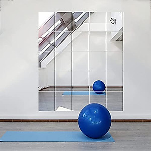 OBIOZZ Bedroom Floor Standing Mirror Glass Full Length Wall Mirror Tiles 14 X 12 X 4PCS Frameless Full Body Mirror, Quality Material Full-Length Mirror