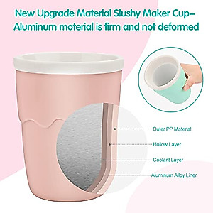 Slushie Maker Cup, Magic Quick Frozen Smoothies Cup, Aluminum Cooling Cup Double Layer Squeeze Cup Slushy Maker, Homemade Ice Cream Maker DIY it for Children and Family