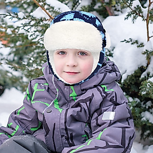 Baby Boy Hats Toddler Winter Hat Sherpa Lined Warm Trapper Hat Fleece Girl Infant Beanie Blue Dinosaur 2-5T