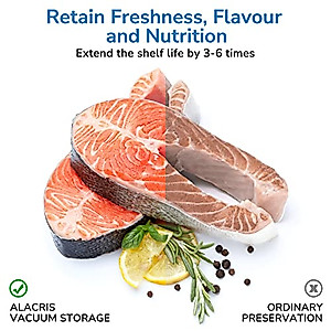 ALACRIS Vacuum Sealer Bags 11"x16' Rolls 4 pack for Food Saver, Seal a Meal, BPA Free, Heavy Duty, Great for vacuum storage, Meal Prep or Sous Vide