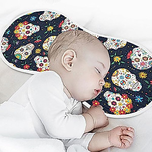 YYZZH Mexican Sugar Skull Flower Muslin Burp Cloths for Baby 4 Pack Soft 100% Cotton Baby Washcloths Bibs for Boy Girl