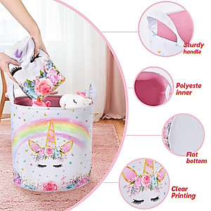 Unicorn Laundry Hamper - Collapsible Fabric Storage Bins Laundry Storage Basket for Kids Baby Gift Baskets Toys Clothes Shoes Bedroom Home Organizer Nursery Hampers