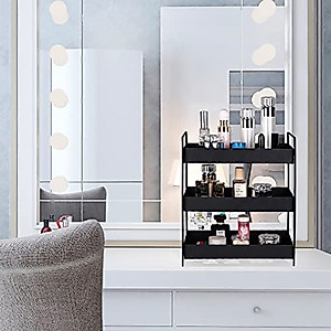 YIKEDZSW 3 Tier Bathroom Countertop Organizer, Black Bathroom Counter Organizer Storage, Counter Standing Rack Cosmetic Organizer Holder