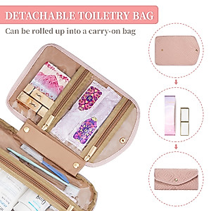 YAMIU Toiletry Bag for Women, Travel Toiletry Bag with 5 Spacious Compartments & 360° Rotatable Stainless-steel Hook, Water-resistant Hanging Toiletry Bag for Toiletries, Cosmetics