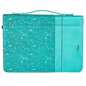 Christian Art Gifts Women's Fashion Bible Cover Everlasting Love Jeremiah 31:3, Turquoise Paisley Faux Leather, Medium