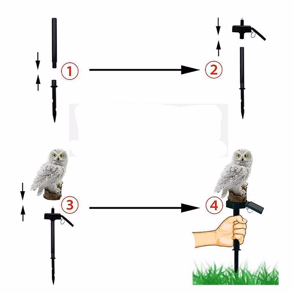 iDoGood 2packed Garden Solar Lights,Outdoor Decorative Resin Owl Solar LED Lights,Waterproof, with Stake, Small Figurine Lights for Garden Lawn Pathway Yard Decorations (White)