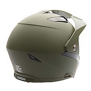 MMG Helmet Dual Sport Off Road Motorcycle Dirt Bike ATV - FlipUp Visor - Model 23 (Large, Green)
