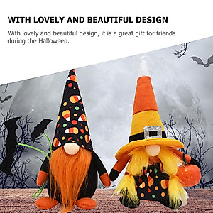 Abaodam 2pcs Halloween Gnomes Plush Elf Decoration Scandinavian Gnome Doll Ornament for Tiered Tray Decor Halloween Party Favor Trick or Treat