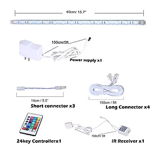 Cefrank 4X 16 Inches (40cm) Linkable RGB LED Light Bar Kit for Display Cabinet - Multi-Colors