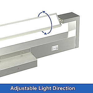 Taptoron Bathroom Lights Over Mirror Brushed Nickel 16.5 Inch 18W Adjustable Modern Vanity Light Bar with Switch, Natural White 5000K Bath Light Fixtures for Makeup Bathroom Cabinet - ETL Certified