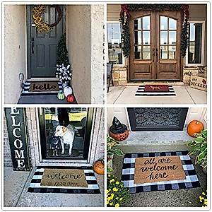 KaHouen Cotton Buffalo Check Rug 27.5 x 43 Inches, Buffalo Plaid Rug, Washable Hand-Woven Outdoor Checkered Rugs for Layered Door Mats/Kitchen/Farmhous (Christmas Porch Decor Mat)