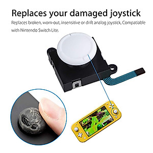 2-Pack 3D Replacement Joystick Analog Thumb Stick for Nintendo Switch Lite and Joycon, Include Tri-Wing, Cross Screwdriver, Pry Tools, 4 Thumbstick Caps