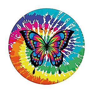 Rainbow Butterfly Gift For Women Girls Teens Tie Dye PopSockets PopGrip: Swappable Grip for Phones & Tablets