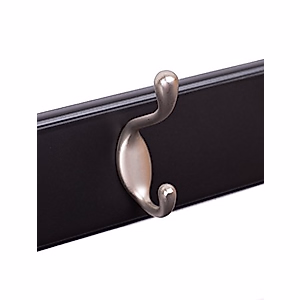 BIRDROCK HOME Oval Hook Coat and Hat Rack - 4 Hooks - 17 Inch - Wall Mount - Towel Leash Backpack Hook - Home Entryway Organization - Brown Finish - Bronze Hooks