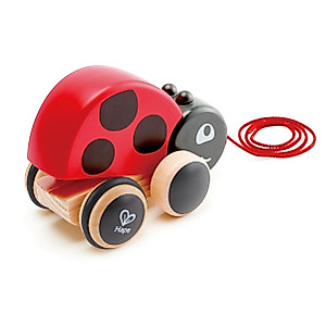 Hape Ladybug Pull-Along | Easy Pull Flapping Wooden Toddler Toy, Multi-Color