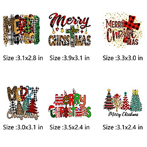 AMONEYLS Christmas Iron On Decal Heat Transfer Patches for Clothing Iron On Transfer Vinyl Stickers Washable 12pcs Heat Press Decals