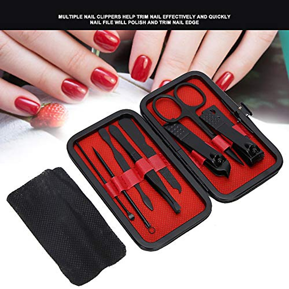 8pcs Manicure Set, Stainless Steel Material High Hardness Mens Grooming Kit, Eyebrow Scissors Nail Clipper Acne Needle Pedicure Kit, for Trim Nail Edge