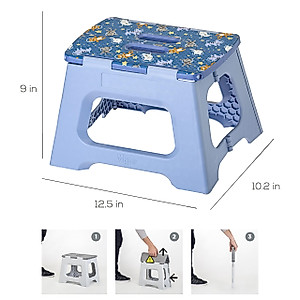 Vigar Compact Kids Step Stool, 9-inch Step Stool for Toddlers and Kids, Folding Stool up to 330 Pound, Lightweight Non-Slip Folding Step Stool, Astrocat