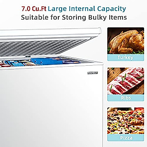 COSTWAY Chest Freezer, 7.0 Cu.ft Upright Single Door Refrigerator with 4 Removable Baskets, Compact Freezer with Manual Defrosting & Mechanical Temperature Control for Apartments, Dormitories Garage