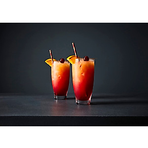 Nambe Vie Highball Glasses | 16 Ounce Tall Cocktail Glasses for Drinking Water, Juice, and Other Beverages | Set of 4 Clear Glasses | Designed by Neil Cohen