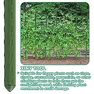 Xiny Tool Garden Stakes, 25 Pack 4 Ft Steel Plant Garden Tomato Stakes with Plastic Coat for Climbing Plants (25 Pack 48 Inch)