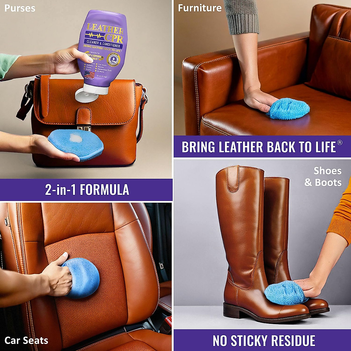 Leather CPR Cleaner & Conditioner 18oz - Best Leather Cleaner & Conditioner. Cleans, Conditions, Restores & Protects Leather Furniture, Handbags, Car Seats, Jackets, Boots, Shoes, Saddles, Tack & More